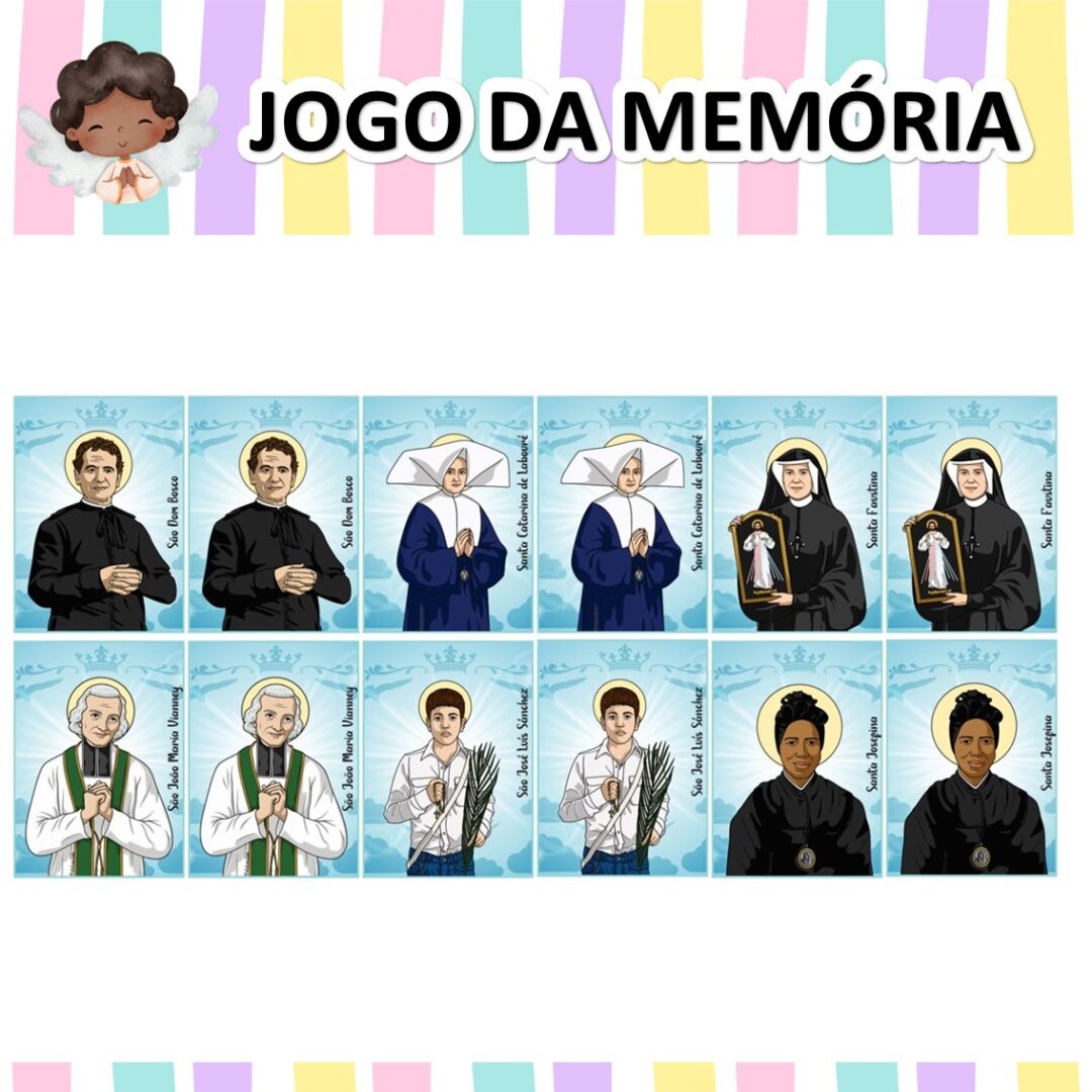 JOGO DA MEMÓRIA – SANTOS CATÓLICOS – Aleluia Kids – Catequese que Encanta e Evangeliza