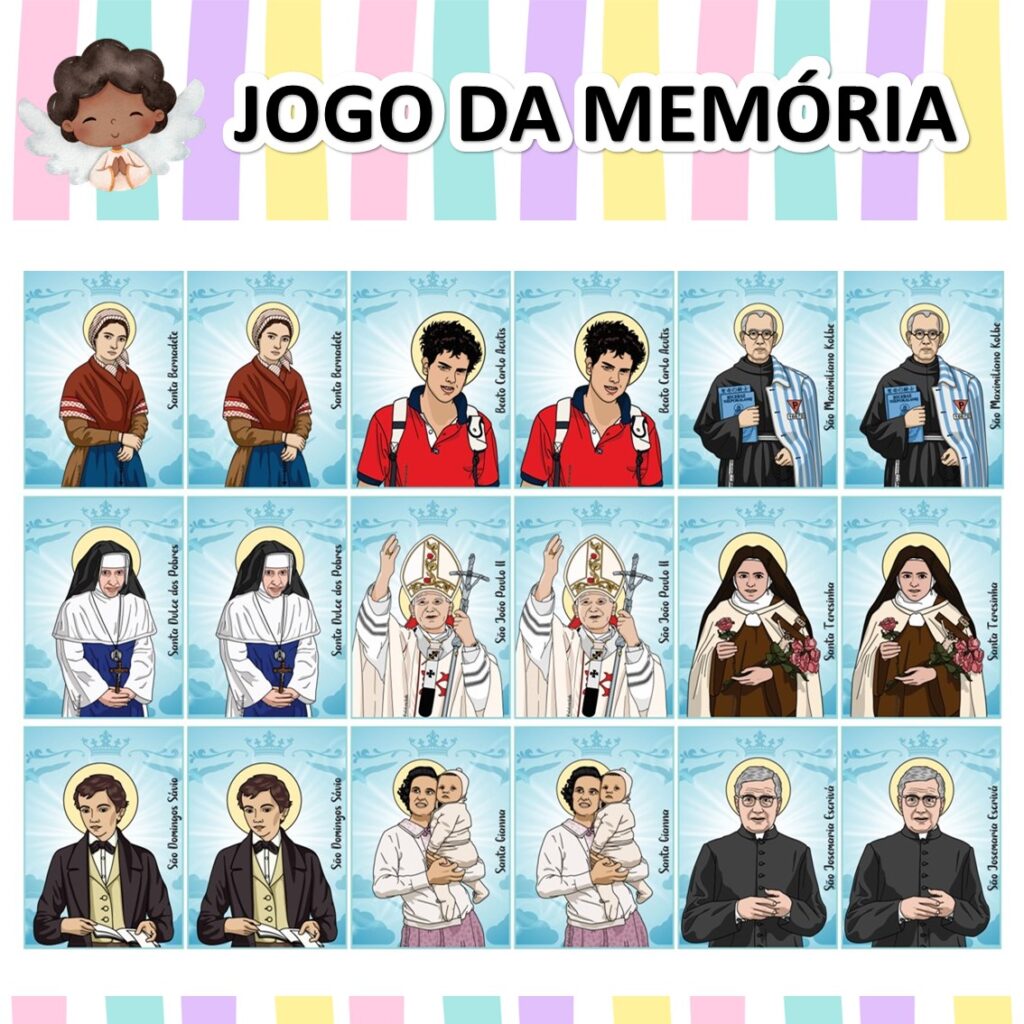 JOGO DA MEMÓRIA – SANTOS CATÓLICOS – Aleluia Kids – Catequese que ...