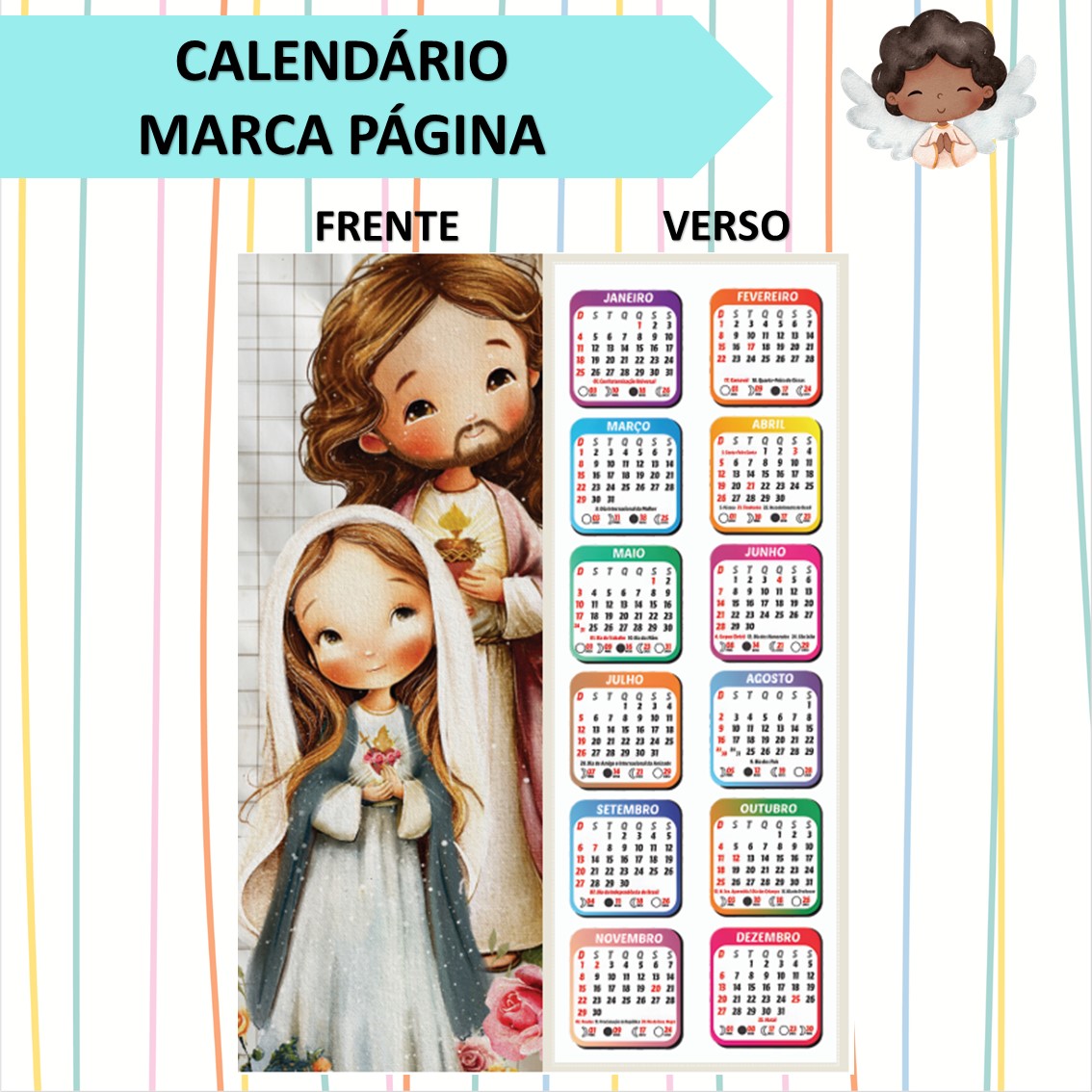 CALENDÁRIO/MARCA PÁGINA SAGRADO CORAÇÃO DE MARIA E JESUS – Aleluia Kids ...